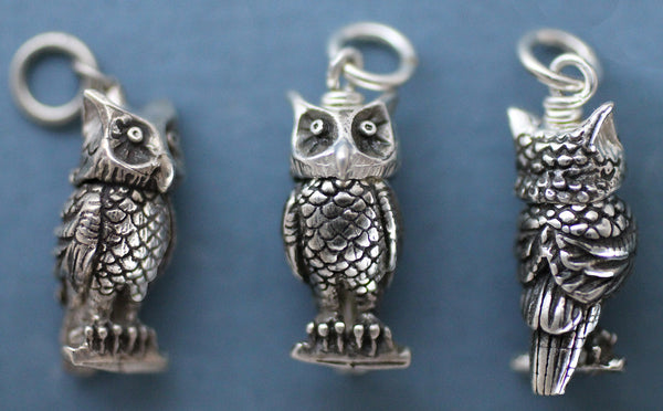 Sterling Silver Owl Charm handcrafted Nature Jewelry – Spruce Mountain ...